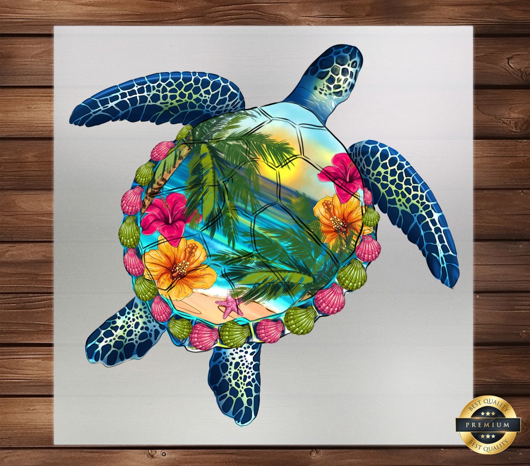 Summer Turtle DTF Transfer, Beach Vibes & Ocean Adventure Design, Ideal ...