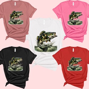 Camo Jumping Bass Fish Hunting DTF Transfer, Angler's Delight, Easy ...