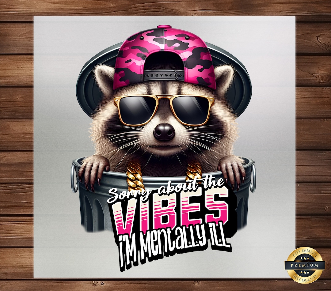 Sorry About the Vibes Raccoon DTF Transfer, Perfect for Apology Gifts ...
