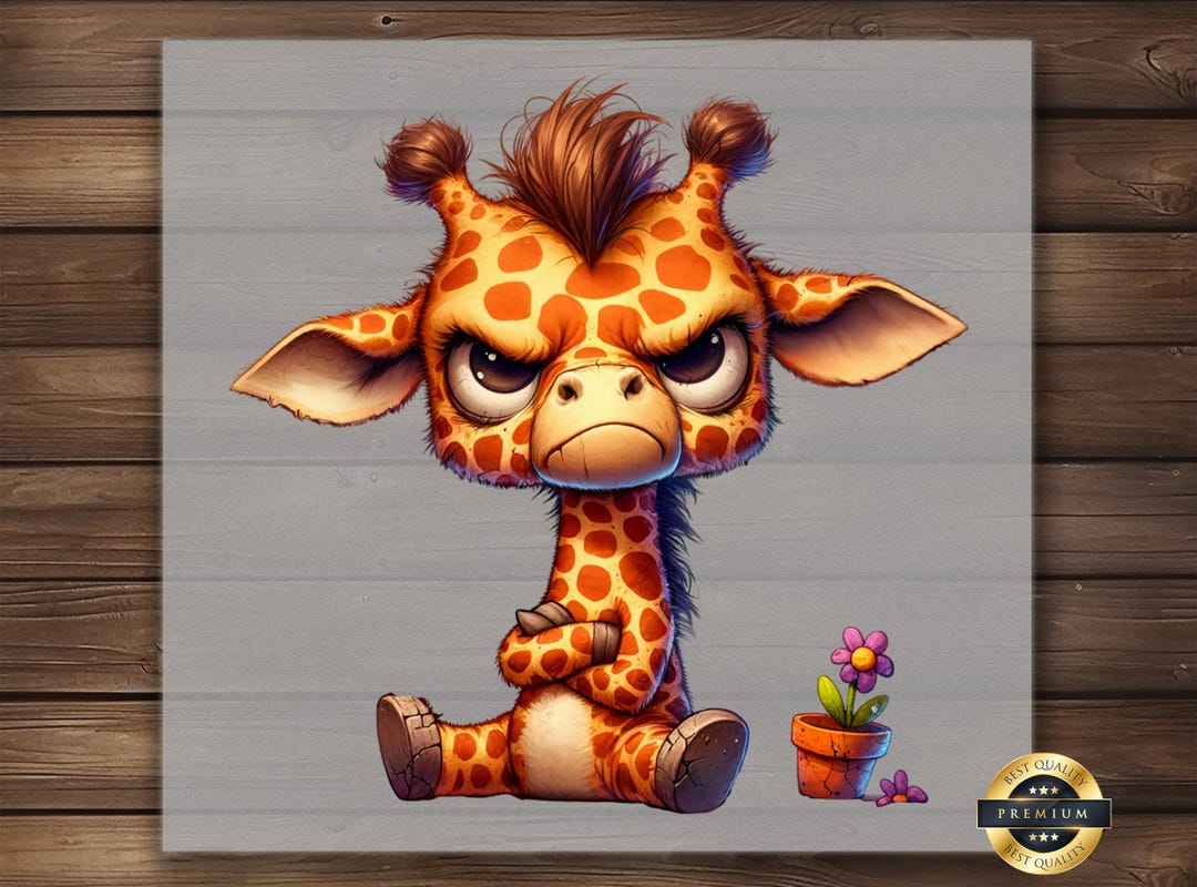 Angry Giraffe DTF Transfer: Funny Cartoon Shirt Heat Transfer - Etsy