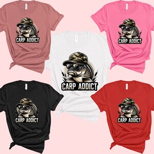 Carp Addict DTF Transfer, Funny Carp Fishing Design for Apparel, Easy ...