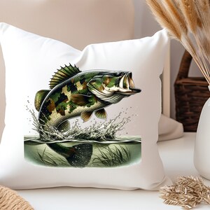 Camo Jumping Bass Fish Hunting DTF Transfer, Angler's Delight, Easy ...