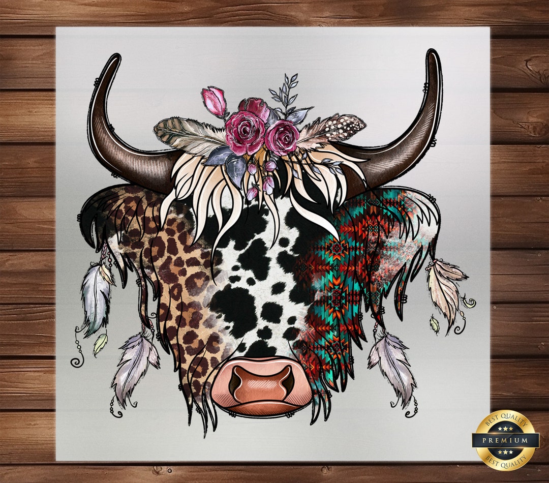 Western Highland Cow DTF Transfer: Rustic Iron-on Design - Etsy