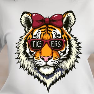Tiger DTF Transfer, Cute Tiger With Bow and Sunglasses, Ready to Press ...