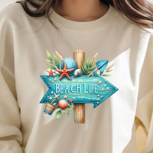 Beach Life DTF Transfer, Perfect Summer Design, Easy Heat Press Application, Ideal for ...