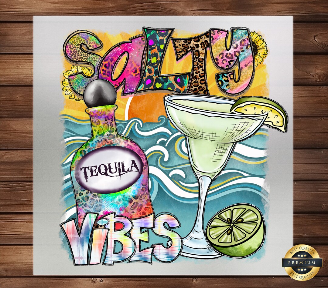 Salty Vibes DTF Transfer, Summer Beach Theme, Perfect for Custom Tees ...