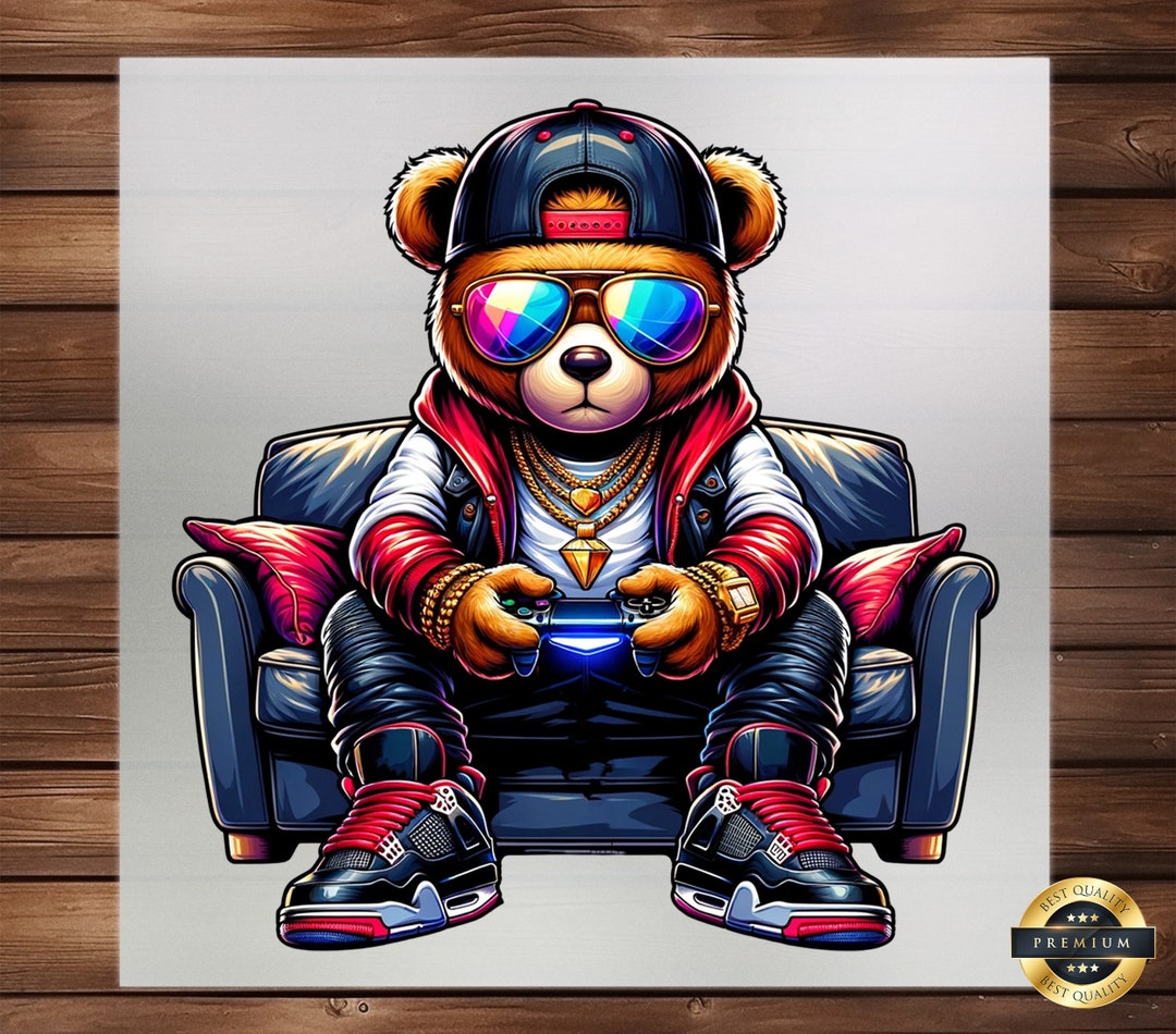 Graffiti Gamer Teddy Bear DTF Transfer: Urban Hip Hop Iron-on Decal - Etsy