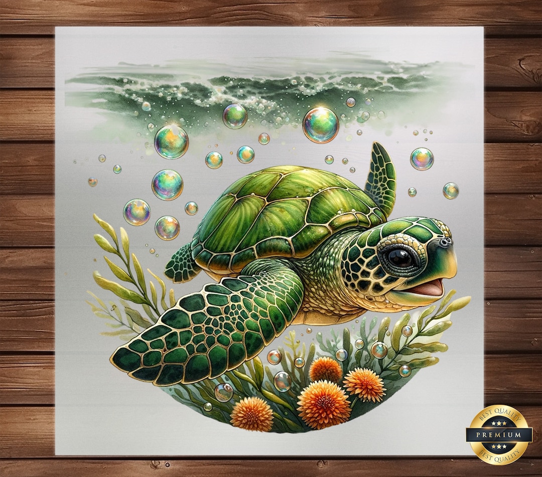 Baby Turtle DTF Transfer, Sea-themed Design, Perfect for Customizing ...