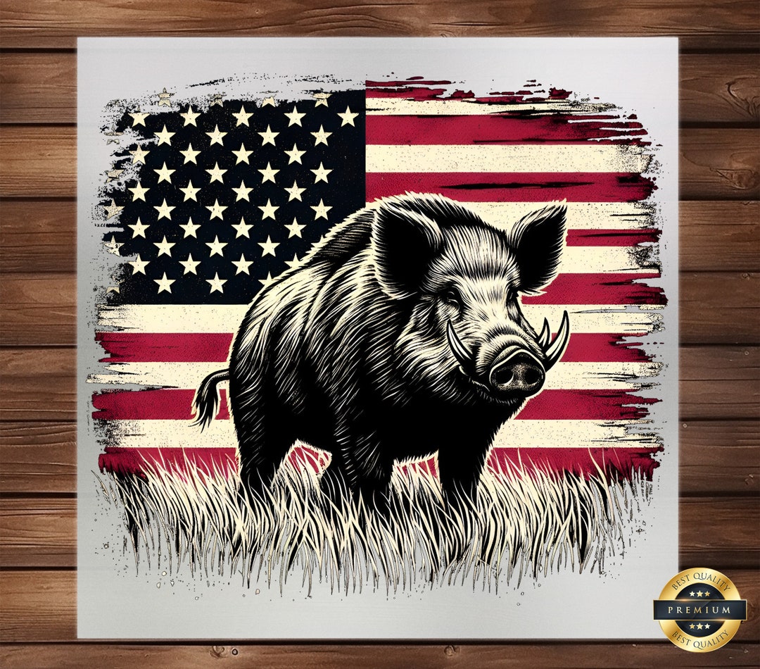 USA Flag Boar Hunting DTF Transfer: Patriotic Apparel Design - Etsy