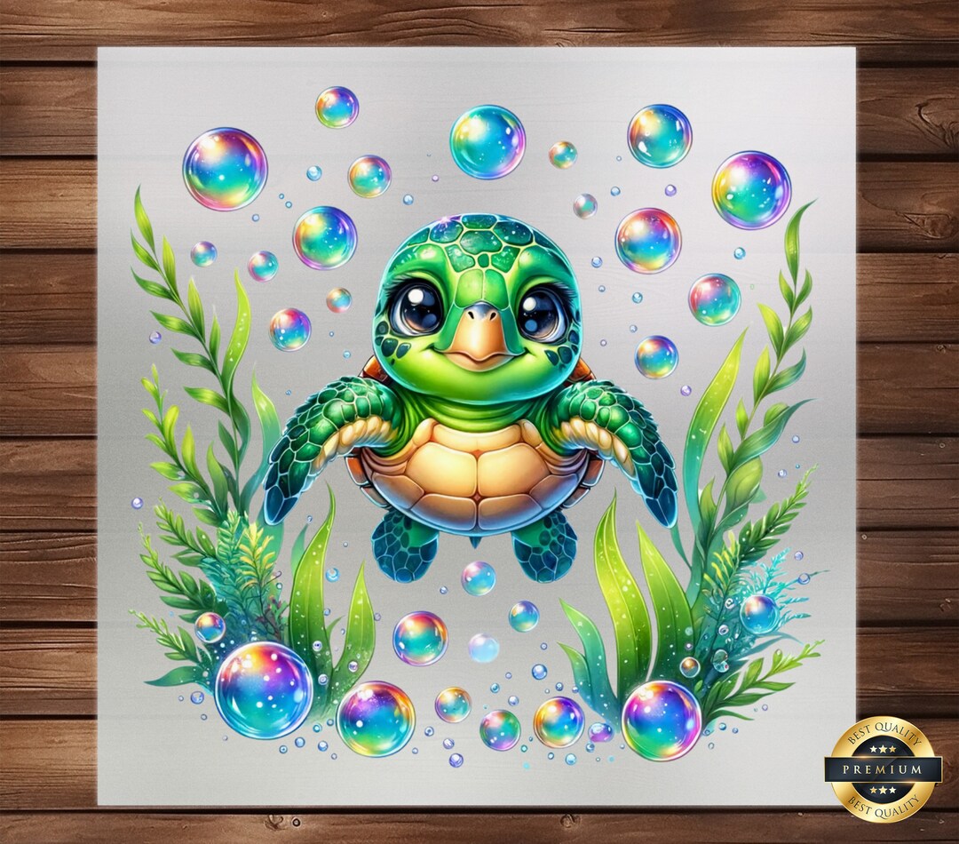 Baby Turtle Watercolor DTF Transfer: Nursery Apparel Decoration - Etsy