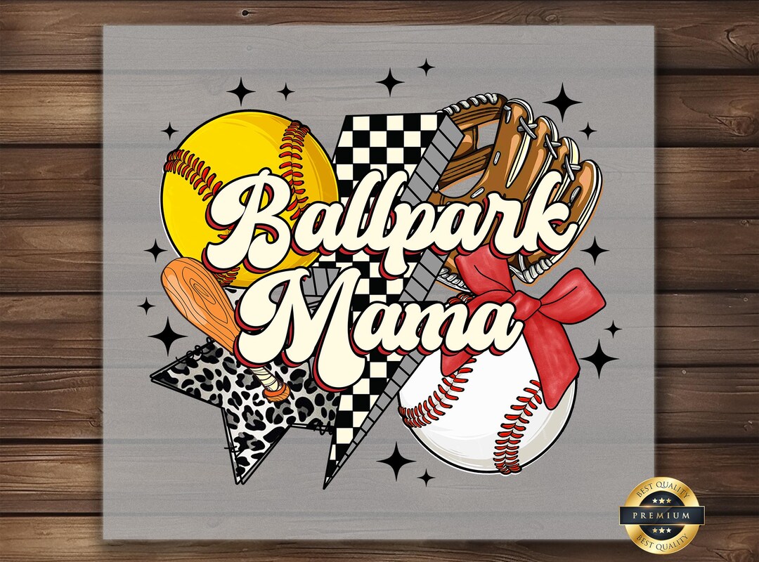 Ballpark Mama DTF Transfer, Baseball and Softball Mom Design With Bows ...