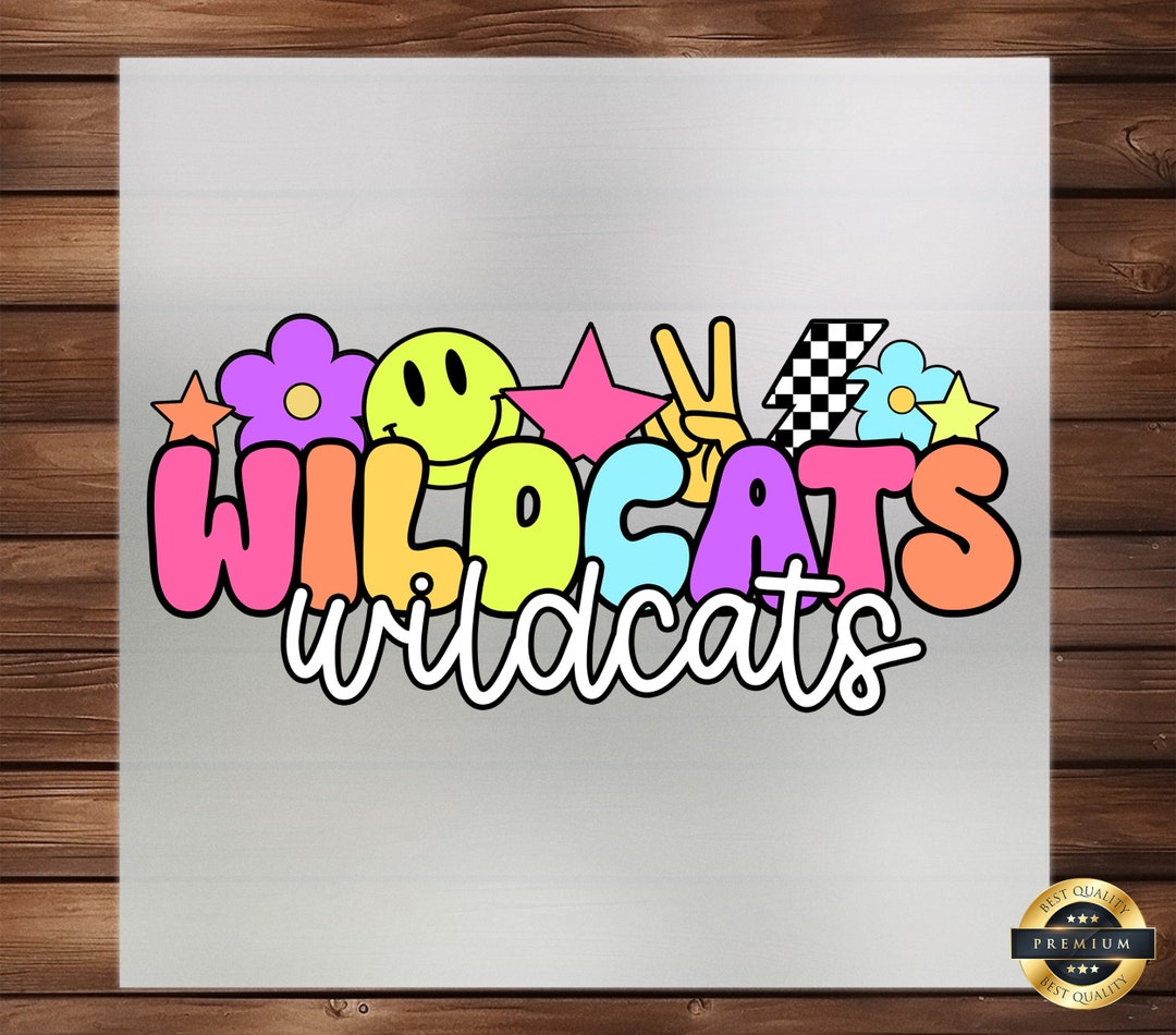 Retro Pop Colorful Preppy Sticker Mascot WILDCATS DTF Transfer, Ready ...