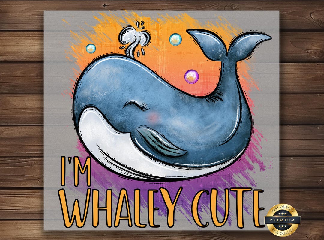 Whaley Cute Whale DTF Transfer, Adorable Sea Life Design, Perfect for ...