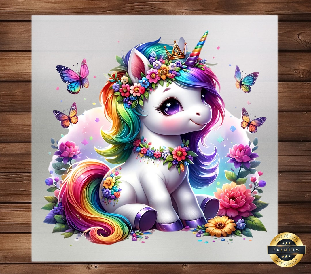 Baby Unicorn DTF Transfer: Enchanted Garden DIY Design - Etsy