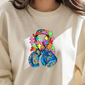 Autism Awareness Boxing Gloves DTF Transfer: Supportive Iron-on Design ...