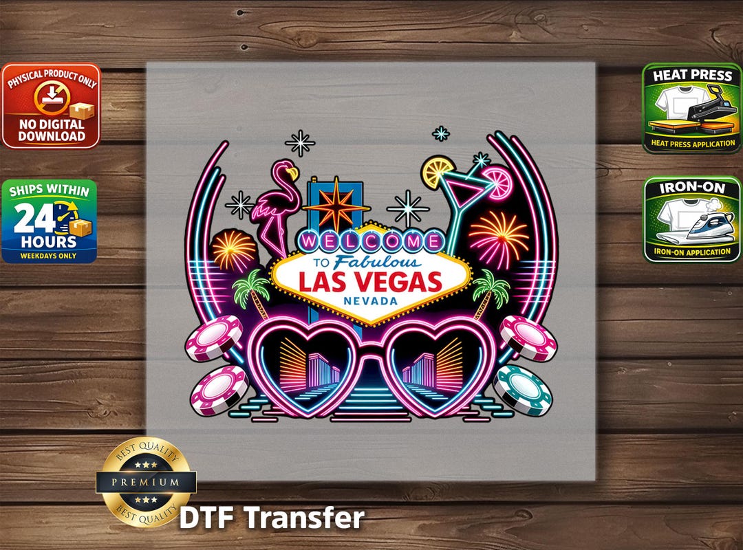 Las Vegas Neon Sign DTF Transfer – Trip Shirt Design - Etsy