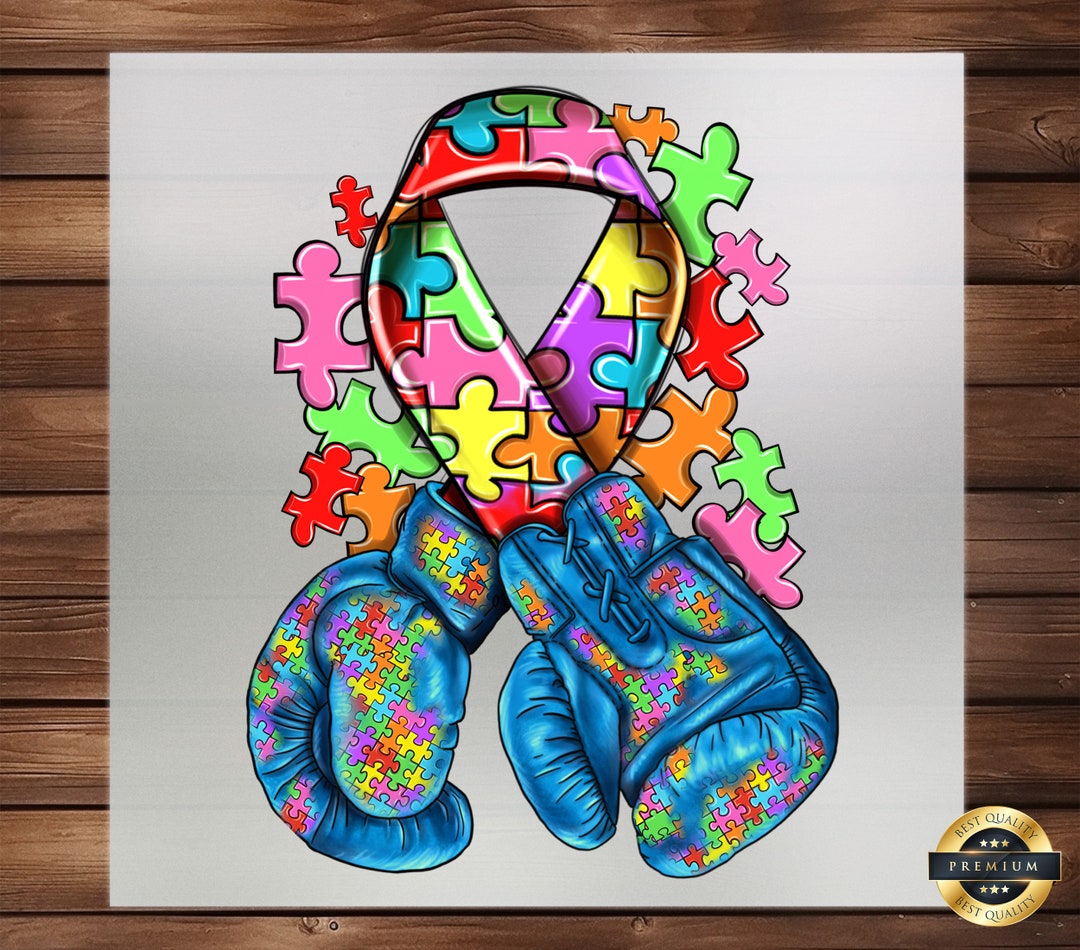 Autism Awareness Boxing Gloves DTF Transfer: Supportive Iron-on Design ...