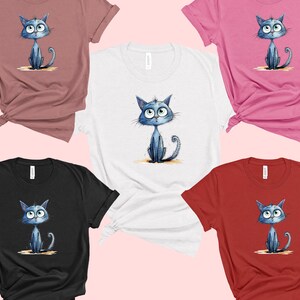 Sad Blue Cat DTF Transfer, Adorable Melancholy Kitty Print, Artistic ...