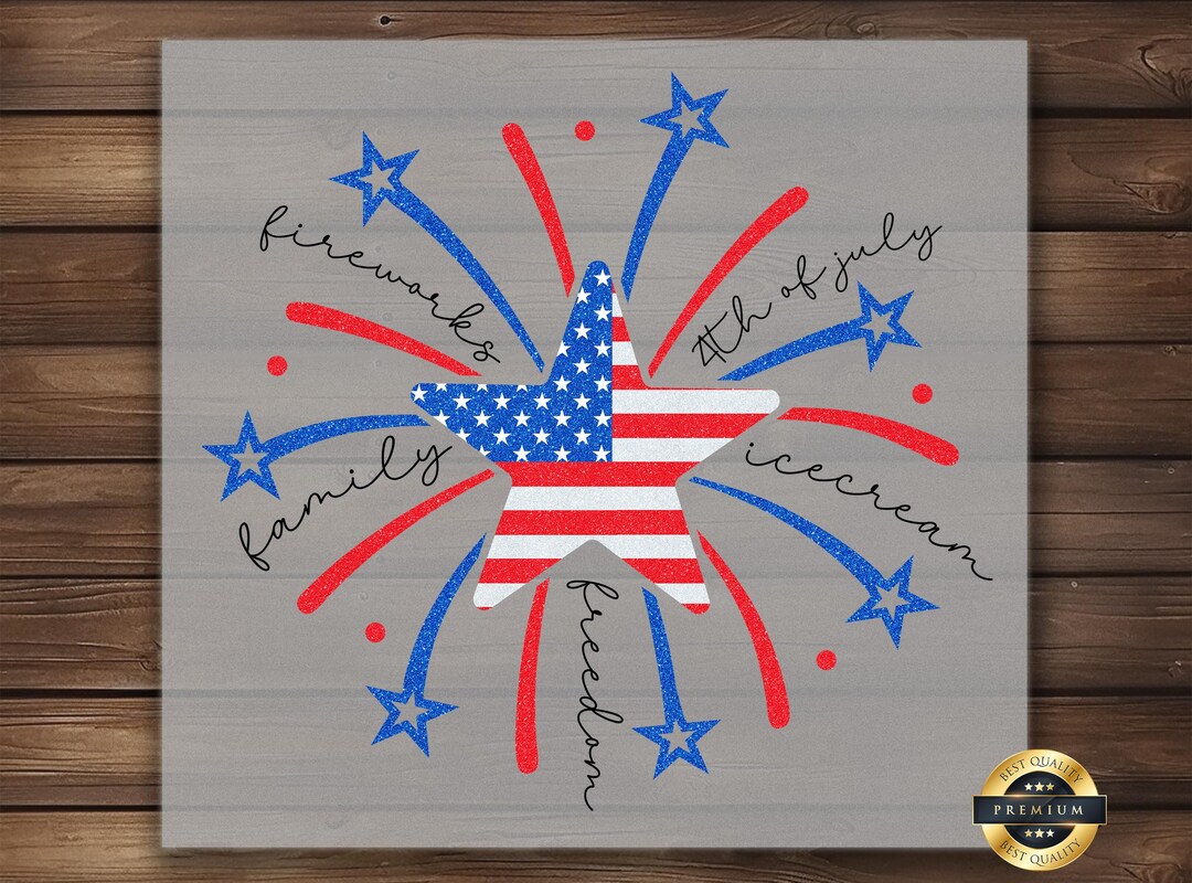 Firework Star DTF Transfer, Patriotic Burst With American Flag Design ...