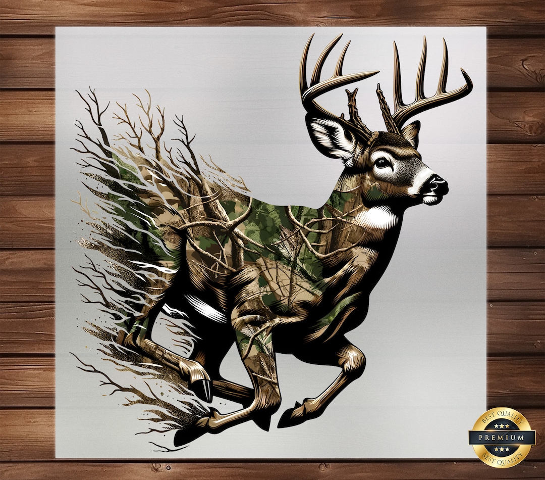 Patriotic Camo Deer Hunting DTF Transfer: Outdoor Enthusiast Apparel - Etsy