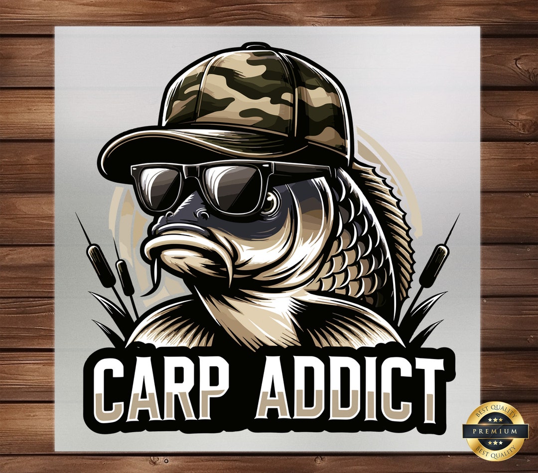 Carp Addict DTF Transfer, Funny Carp Fishing Design for Apparel, Easy ...