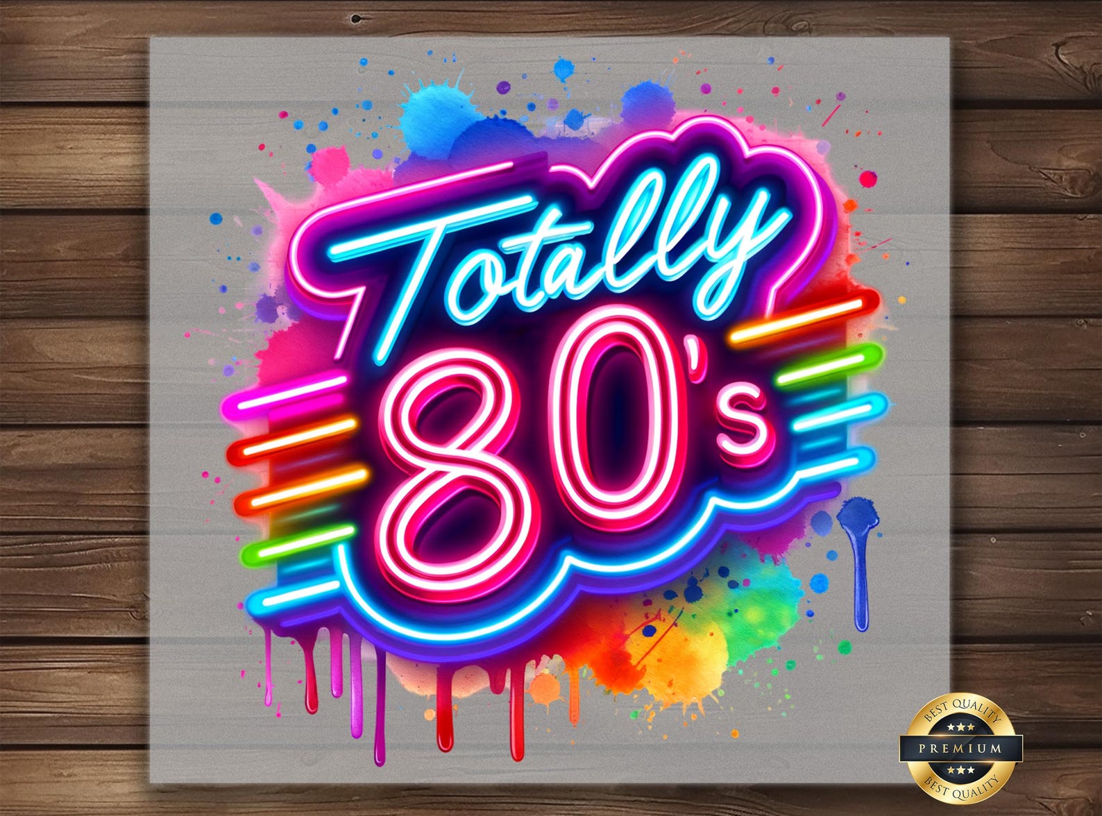 80s Neon Typography DTF Transfer: Retro Paint Splash Shirt Design - Etsy