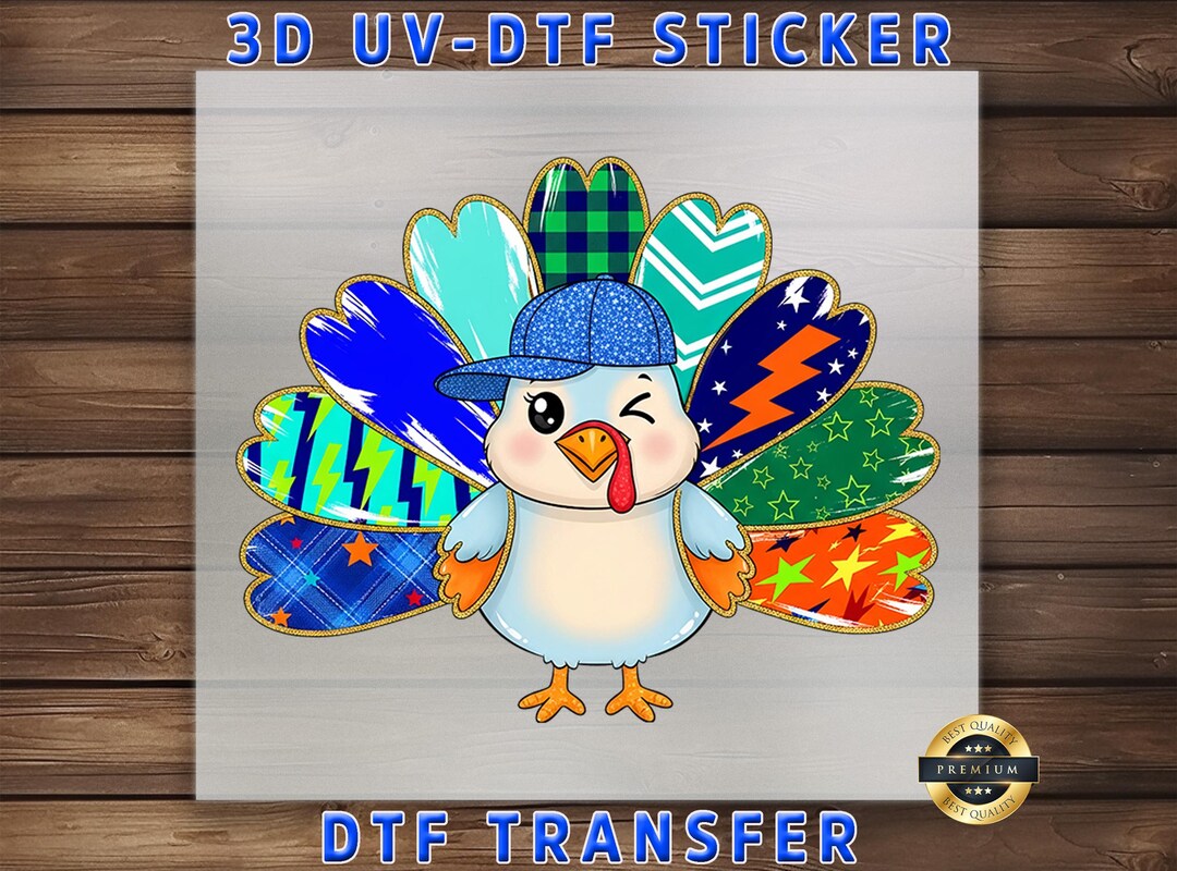Colorful Turkey UV DTF Transfer: Fun Thanksgiving Holiday Shirt Design ...