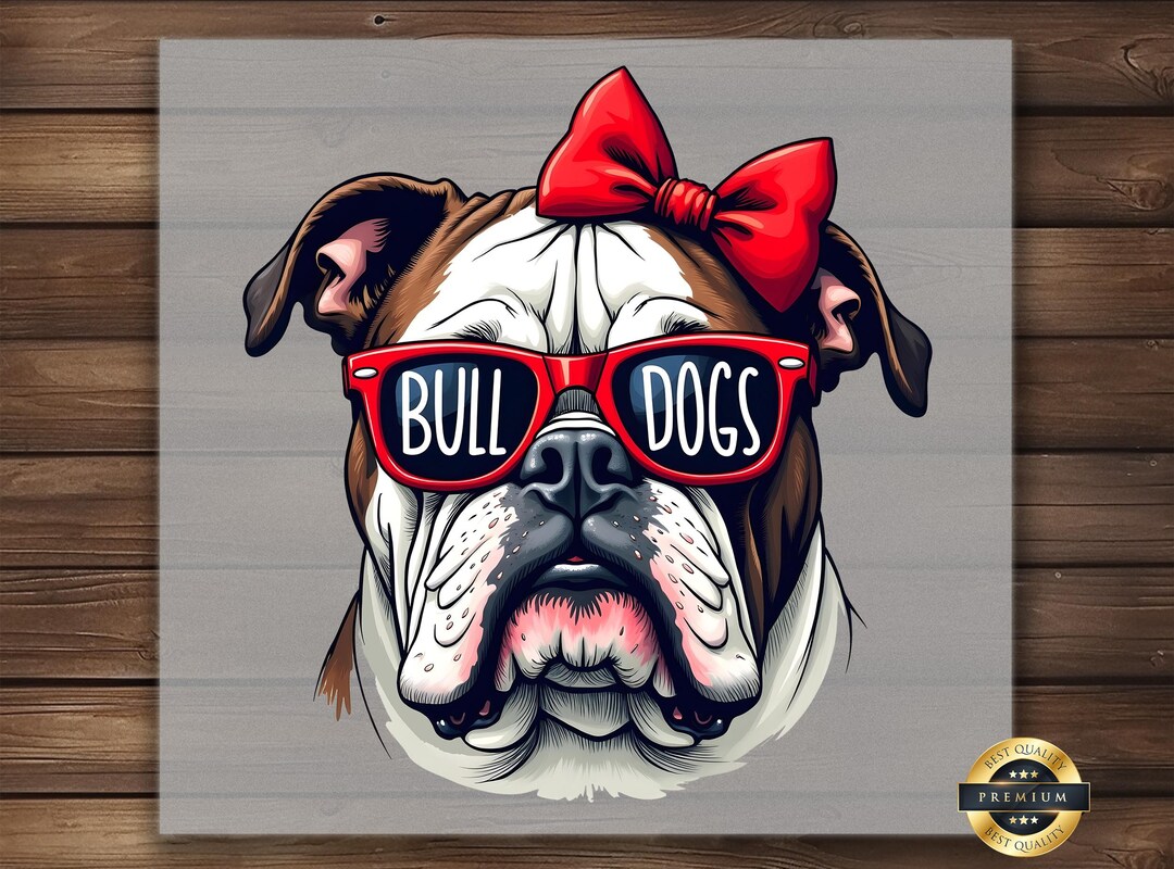 Bulldog DTF Transfer, Cute Dog With Bow and Shades, DIY Print - Etsy
