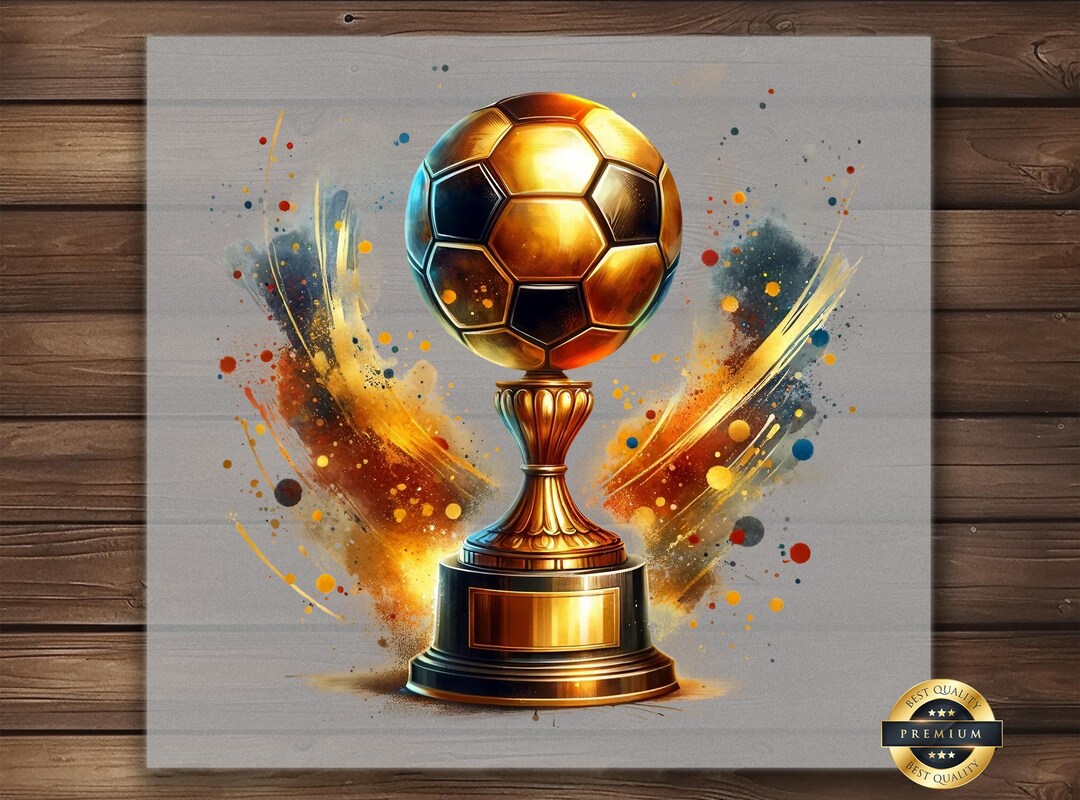 Soccer Trophy DTF Transfer, Golden Football Cup Award Design, Ready to ...