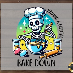Skeleton Baker DTF Transfer, Halloween Baking Print, Funny Skeleton ...