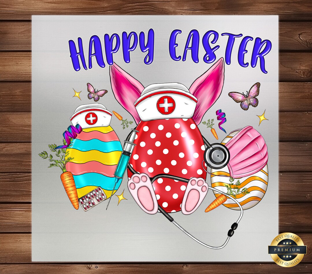Happy Easter Day Nurse DTF Transfer, Bunny and Nurse Hat Design, DIY ...
