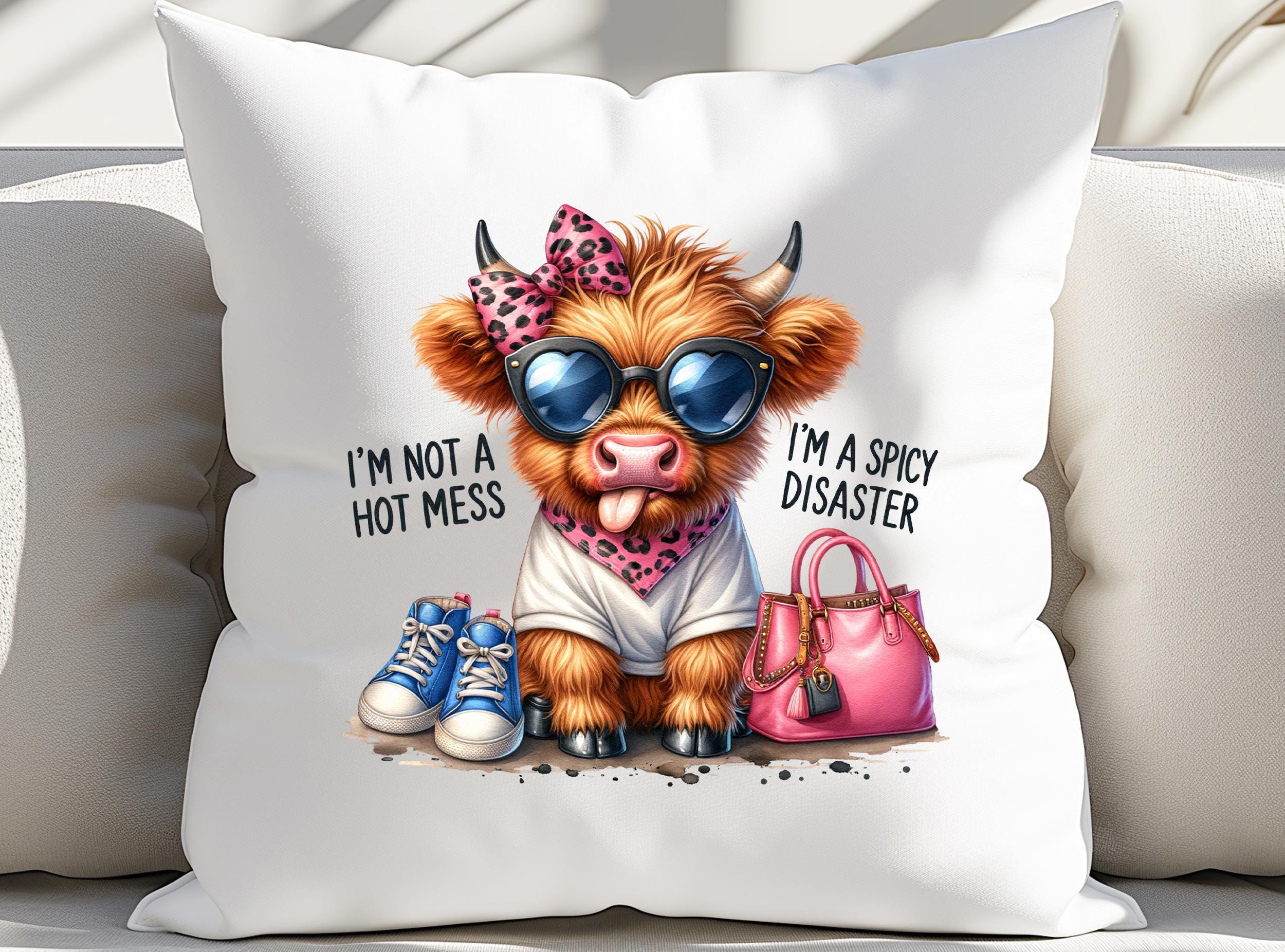 Funny Highland Cow 'hot Mess' DTF Transfer: Sassy Iron-on Design - Etsy