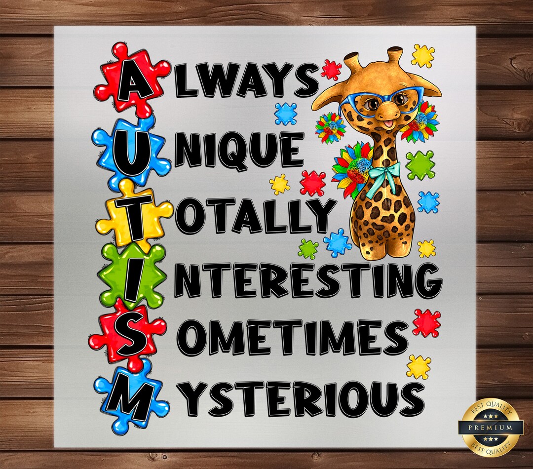 Always Unique Autism Giraffe DTF Transfer: Iron-on Accent - Etsy