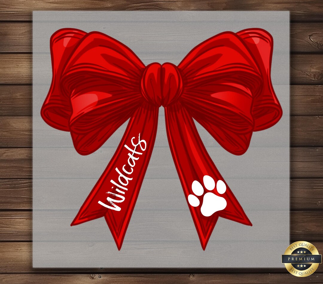 Red Wildcats Bow DTF Transfer: Iron-on Mascot Design - Etsy