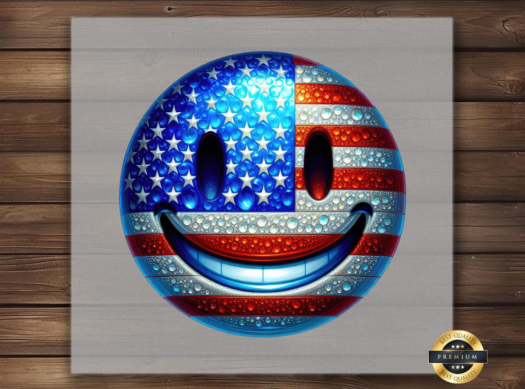 USA Smiley Face DTF Transfer: American Flag Emoji - July Fourth Shirt ...
