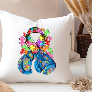 Autism Awareness Boxing Gloves DTF Transfer: Supportive Iron-on Design ...