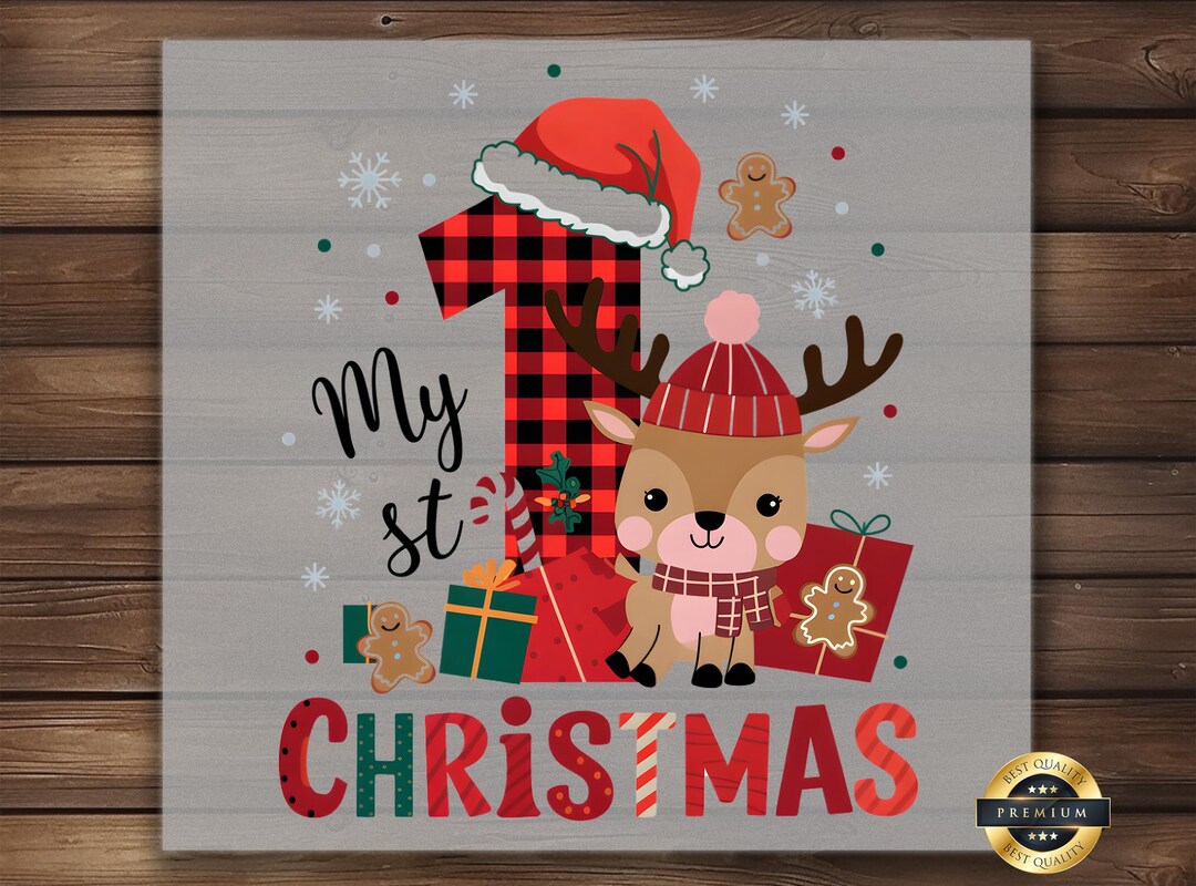 My 1st Christmas DTF Transfer, Cute Reindeer Baby’s First Holiday ...
