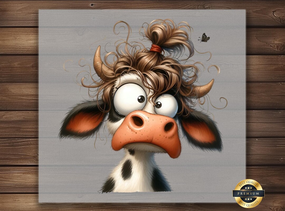 Shocked Curly Cow Face DTF Transfer: Hilarious Farm Animal Design - Etsy