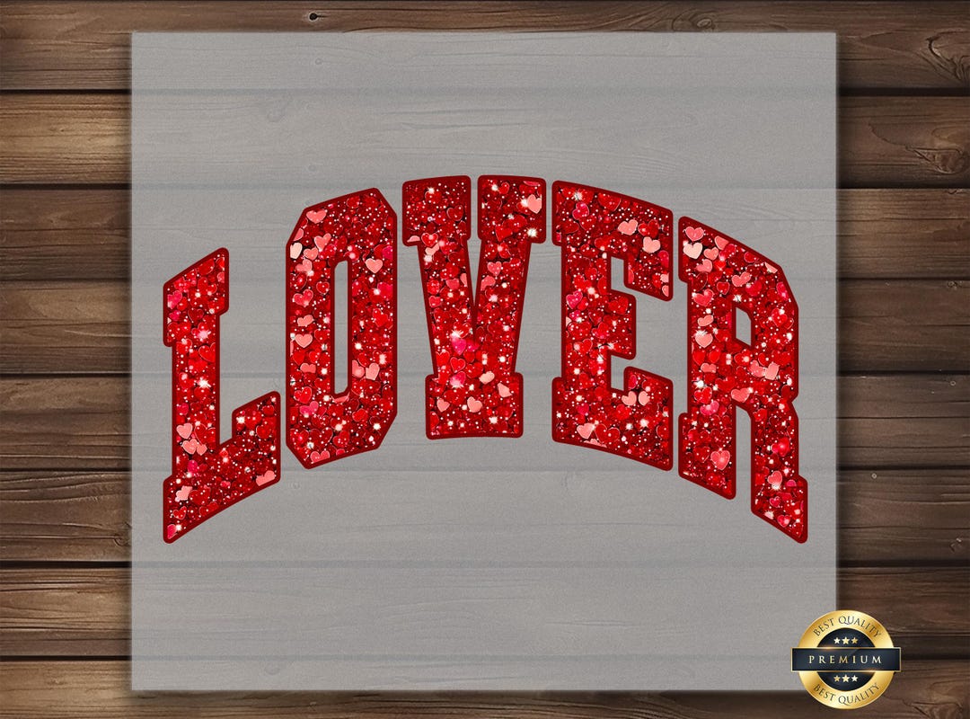 LOVER DTF Transfer Valentine's Design, Red Heart Pattern, Ready to ...