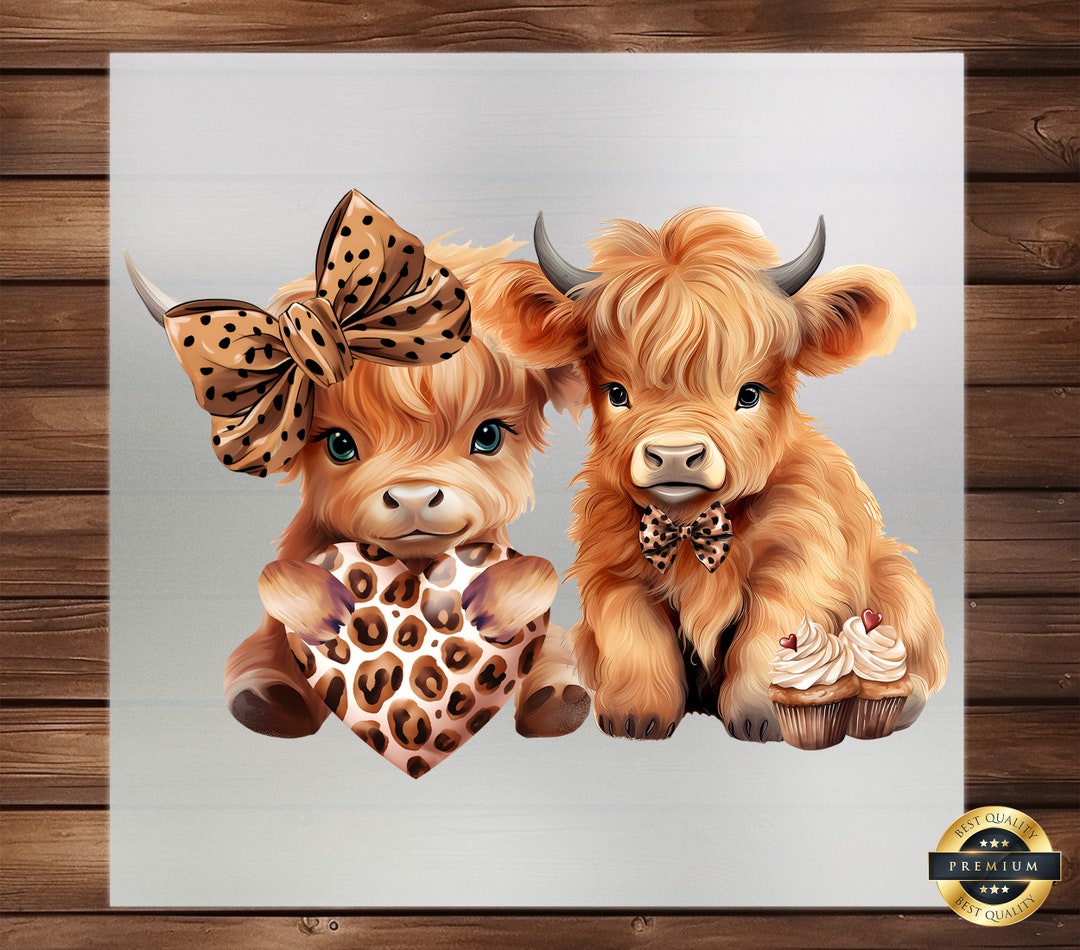Valentine Highland Cow DTF Transfer: Leopard Heart, Love Theme - Etsy