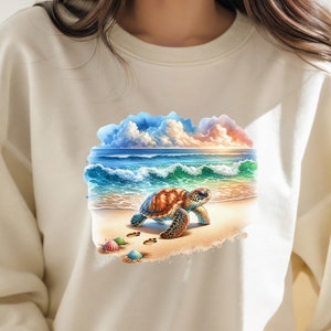 Baby Turtle DTF Transfer, Sea Watercolor Design, Gentle Nursery and ...