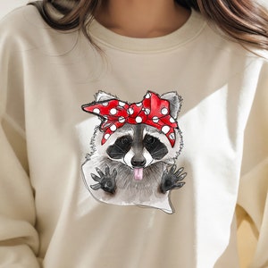 Raccoon With Bandana DTF Transfer - Unique Animal Design, Iron-on ...