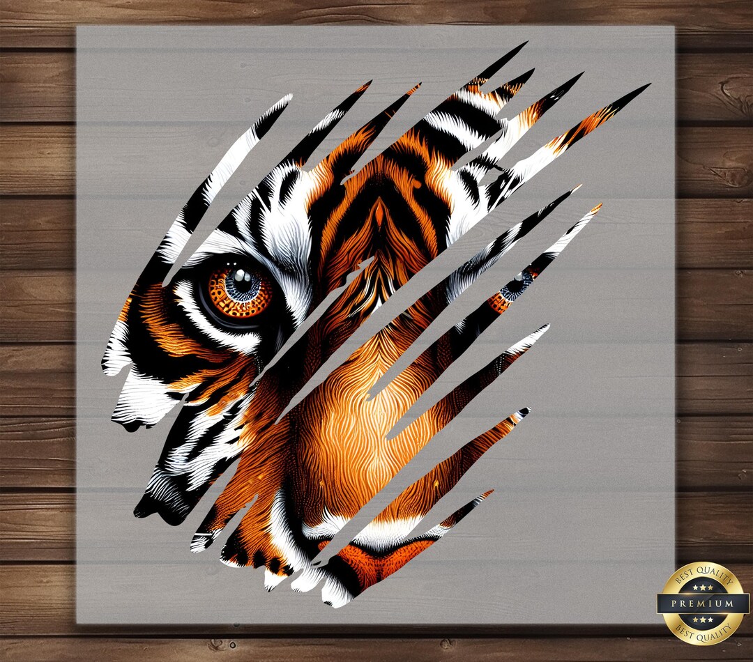 Fierce Tiger Eyes DTF Transfer, Striking Claw Slash Design, Perfect for ...