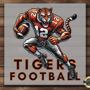 Fierce Tiger Football Player DTF Transfer, Bold Iron-on DIY Sports ...