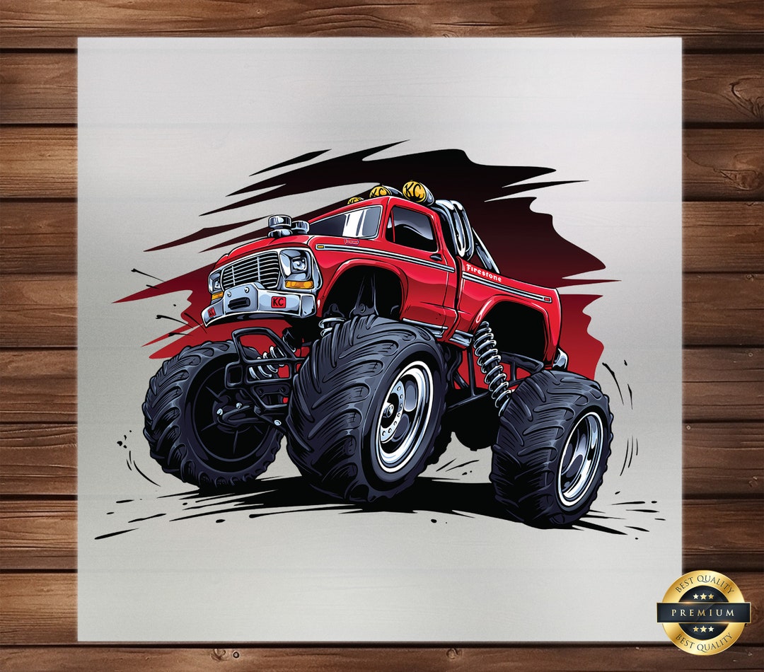 Monster Truck DTF Transfer, High-octane Adventure Design, Perfect for ...