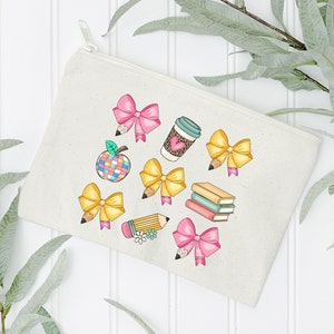 Teacher Pencil Coquette Bow DTF Transfer: School Apparel Decal - Etsy