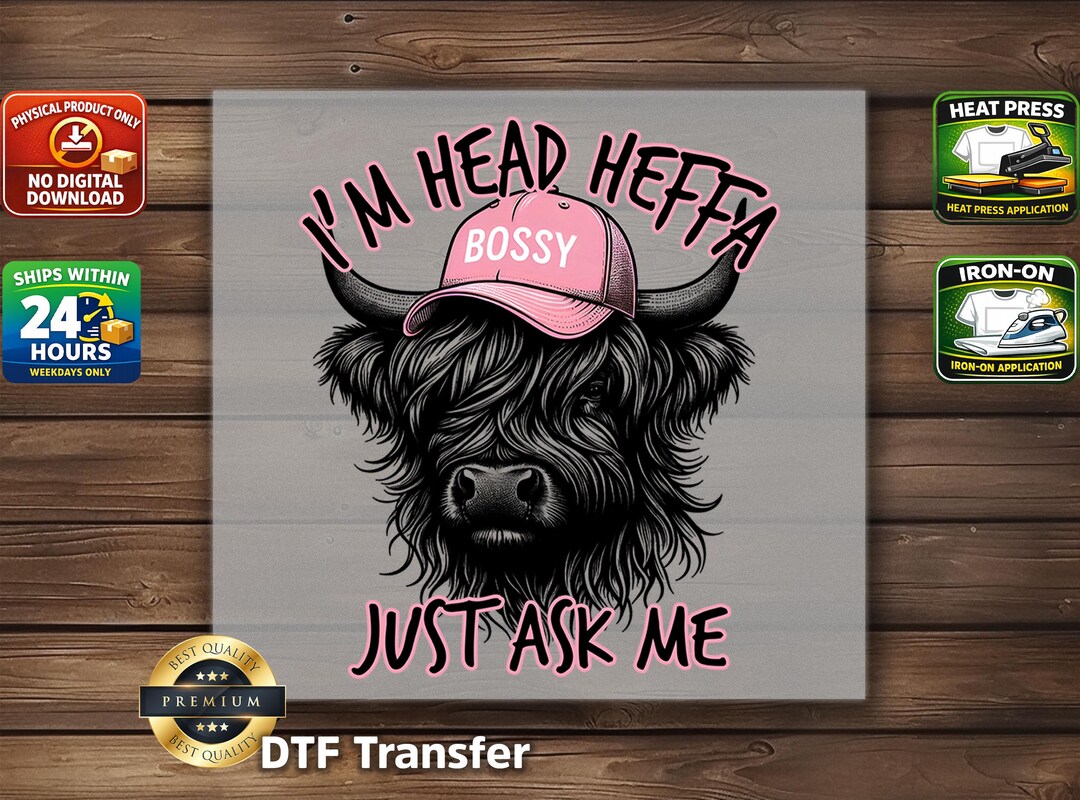 I’m Head Heffa Just Ask Me DTF Transfer: Funny Cow Shirt Design - Etsy