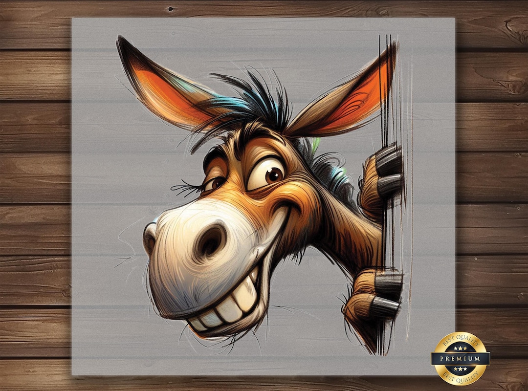 Funny Donkey DTF Transfer, Hilarious Farm Animal Print, Goofy Mule Art ...