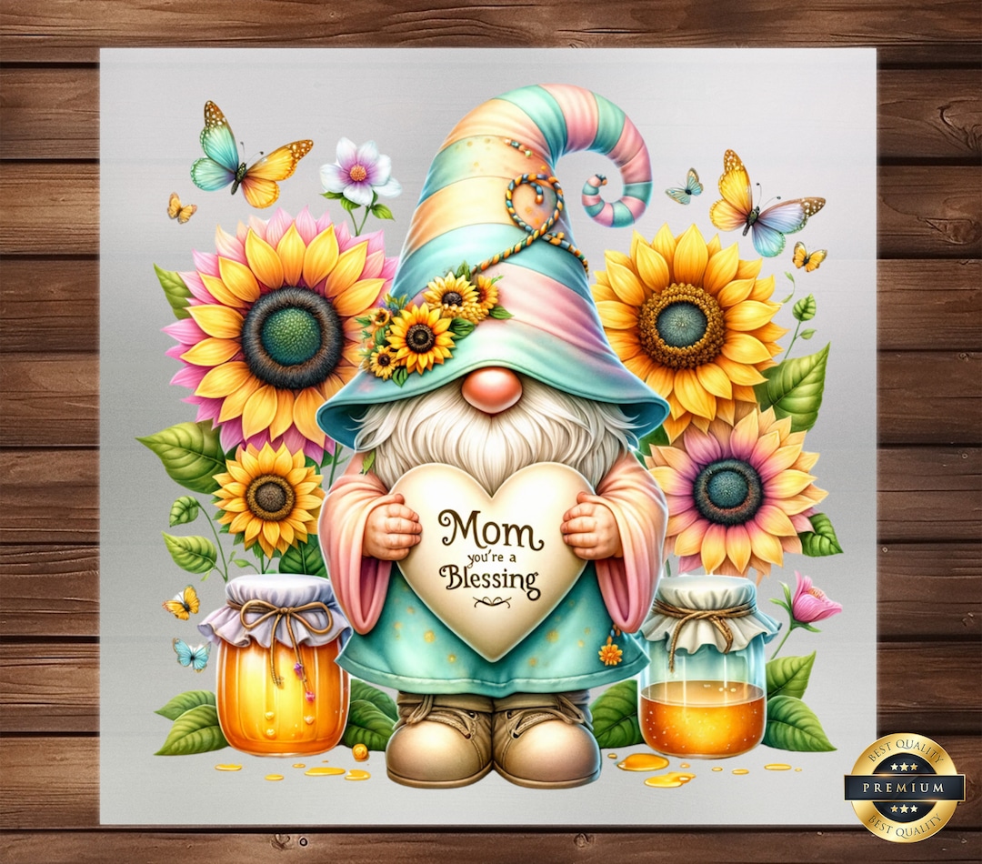 Watercolor Mothers Day Gnomes DTF Transfer, Unique Gift for Mom ...