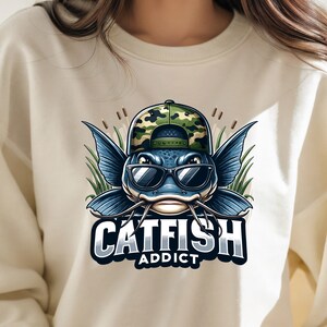 Catfish Addict DTF Transfer: Hilarious Fishing Design - Etsy